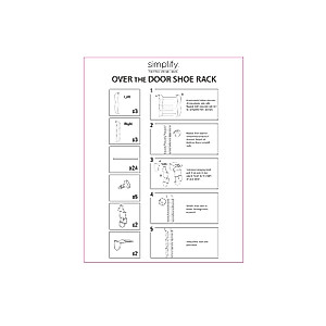 Simplify 36 Pair Adjustable Hanging Over the Door Shoe Rack, 12 Tier, in White