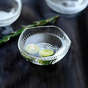 Leoyoubei 3 Ounce3.25x1.5 inch Heat Resistant Glass Bowl for Ice Cream Dessert,Soy Sauce Dishes,Appetizer Spoons Stackable,Mini Side Dishes Ramekins Transparent 4 Packs (Lace Bowls)