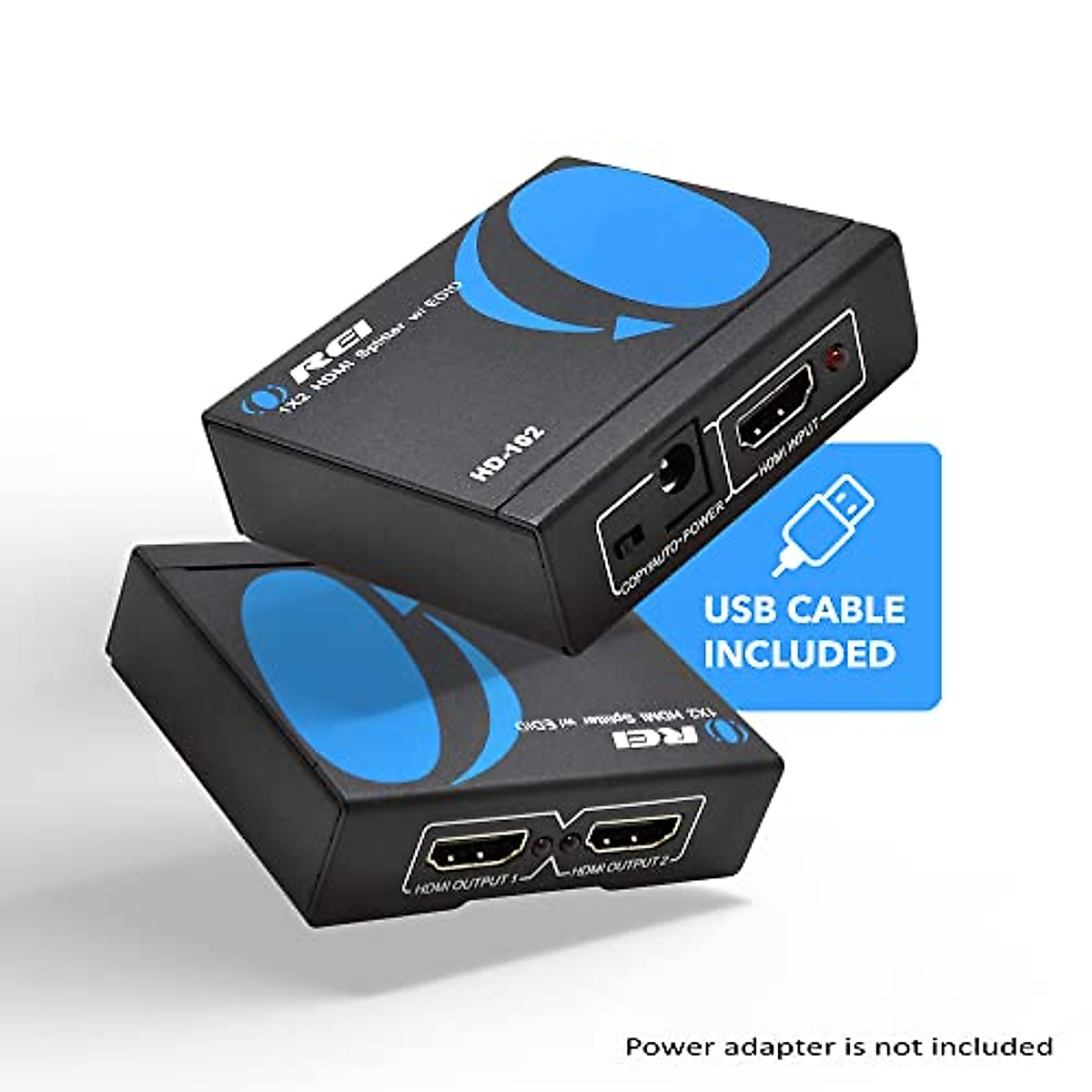 OREI HDMI Splitter 1 in 2 Out - 1x2 HDMI Display Duplicate/Mirror - Powered Splitter Full HD 1080P, 4K @ 30Hz (One Input To Two Outputs) - USB Cable Included - 1 Source to 2 Identical Displays