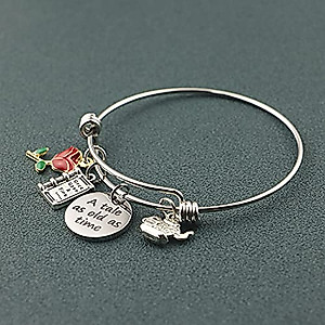 HELAN Beauty And The Beast Gift Inspirational Bracelet A Tale As Old As Time Beauty And The Beast Fans Gift Princess Belle Bracelet Wedding Gift (A Tale As Old-BR1)
