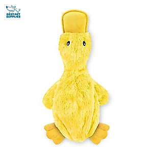 Best Pet Supplies Crinkle Dog Toy for Small, Medium, and Large Breeds, Cute No Stuffing Duck with Soft Squeaker, Fun for Indoor Puppies and Senior Pups, Plush No Mess Chew and Play - Yellow