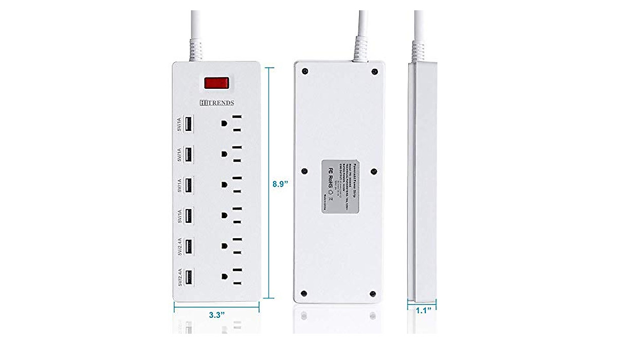 HITRENDS Power Strip with 6 Outlets & 6 USB Ports