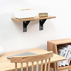 Heavy Duty Shelf Bracket, 2 Pcs Wall Shelf Brackets Support, Countertop Brackets, Metal Fireplace Mantel Brackets, Black Right Angle Wall Brackets for Kitchen, Bathroom, Shelves (90mm/3.5 inch)