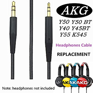 Aquelo K490NC Replacement 2.5 to 3.5mm Audio Cable AUX Cord Compatible with AKG K545 Y45 Y50 Y55 Y45BT Y50BT Wireless Headphones (Black), 140CM/4.6FT