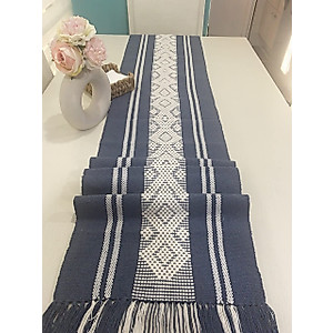 Fine table runner on waisted loom and hand embroidery
