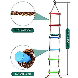 (Set of 2) Climbing Rope Tree Swing and Climbing Rope Ladder, with Platforms and Disc Swings Seat - Playground Swing-Set Accessories Outdoor for Kids`
