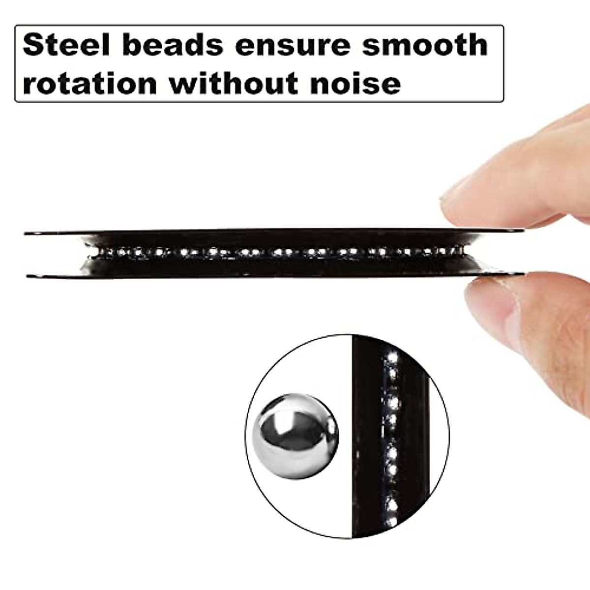 [16-Pack] Lazy Susan Hardware 4 Inch Black, Square Lazy Susan Turntable Bearings, 5/16" Thick Swivel Plate for Serving Trays, Kitchen Cabinet, Craft Project, Makeup Holder, 330 Lbs Capacity