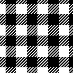 Buffalo Plaid B&W Anti-Pill Premium No-Sew Throw Fleece Fabric Kit (50x60)