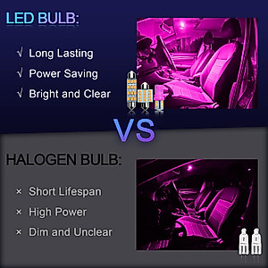 NTNEV 24PCS LED Interior Replacement Bulbs, Interior Car Lights, Dome Light LED Car Bulb Kit Set T10 31 mm 42 mm, Used for Map Dome Lights and License Plate Courtesy Lights Accessories (Pink)