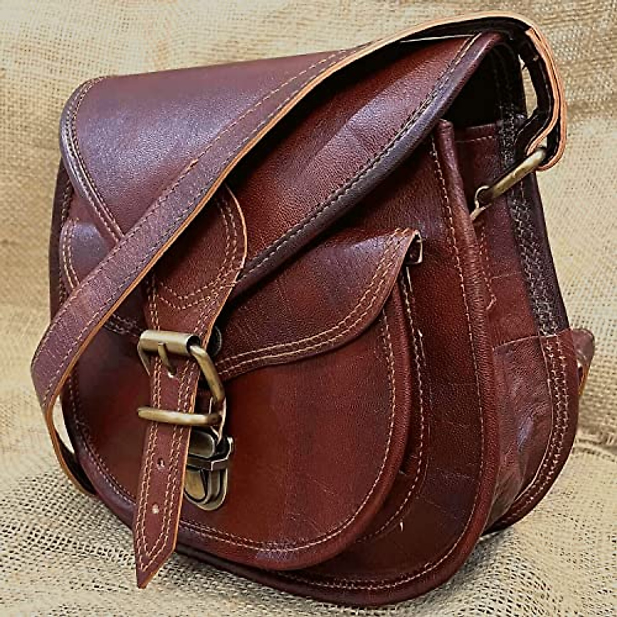 URBAN LEATHER Women's Crossbody Shoulder Sling Bags Genuine Leather Boho Hippie Satchel for Teen Girls Handmade Vintage Travel Cross body Saddle Bag Wallet for Women Ladies Handbag Purses for Her