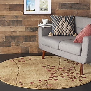 Nourison Somerset Rustic Latte 5'6" x ROUND Area-Rug, Easy-Cleaning, Non Shedding, Bed Room, Living Room, Dining Room, Kitchen (6 Round)