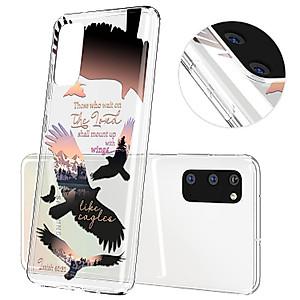 Cavka Phone Case Compatible with Samsung Galaxy A73 A72 5G A71 A54 A52 A42 A34 A32 A14 A11 Bumper Scripture Quote Bible Verse Design Cover Birds of Prey Those who wait on The Lord Isaiah 40:31