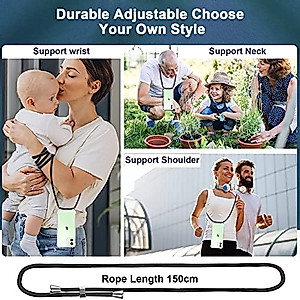 Vauki Crossbody Case for iPhone 12/iPhone 12 Pro Clear Silicone Phone Case for iPhone 12 6.1" with Lanyard Neck Cord Strap, Soft TPU Shockproof Protective Transparent Cover Case - Black Necklace