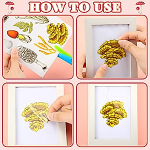 Geyoga 6 Pcs Vintage Mushrooms Rub on Transfers Mushroom Scrapbook Stickers Botanical Furniture Decals for DIY Arts Crafts Scrapbooking Diary Album Journals Nightstand Home Decor, 6 x 12 Inches