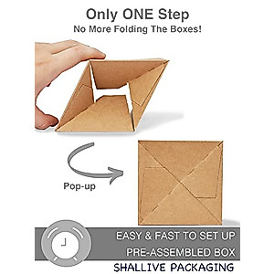 Shallive Kraft Cupcake Boxes Individual 60 Pcs with Inserts, Cocoa Bomb Packaing Single Brown Cupcake Containers Paper 3.5" Holders for Cookies, Pastries,Wedding Baby Shower Birthday Graduation
