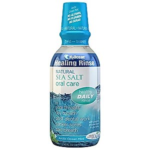 H2Ocean Healing Rinse Mouthwash- Great Tasting Sea Salt & Xylitol Mouth Wash for Fresh Breath & Dry Mouth - Alcohol & Fluoride Free - Arctic Ocean Mint 16oz