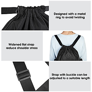WANDF Drawstring Backpack Sports Gym Bag with Shoes Compartment, Water-Resistant String Backpack Cinch for Women Men (Small,Black)