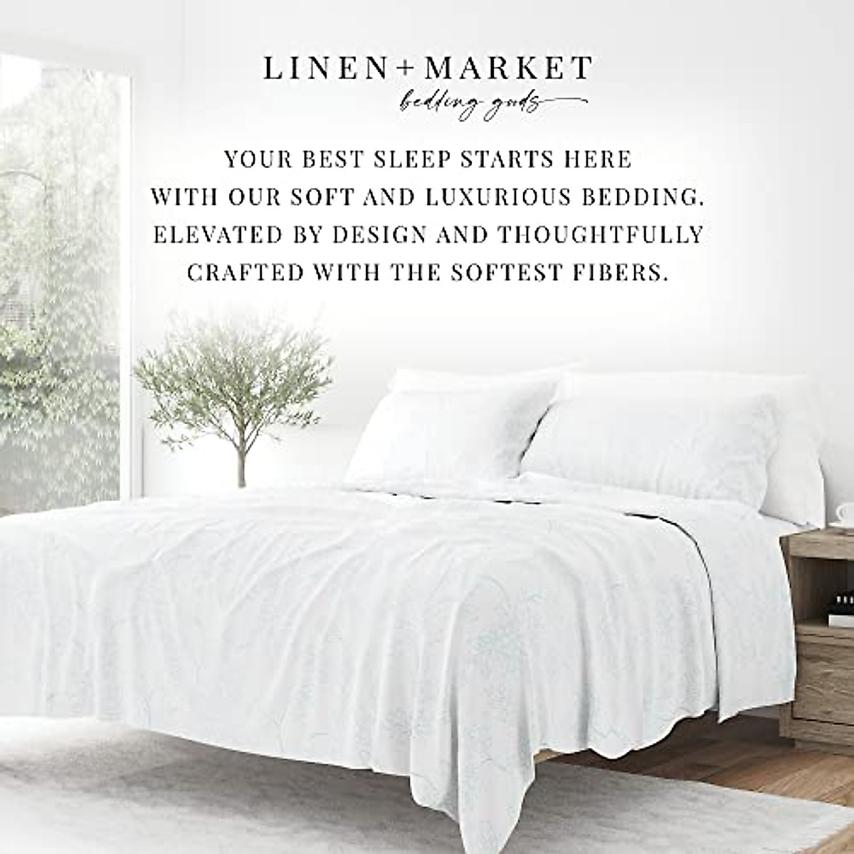 Linen Market 4 Piece Full Bedding Sheet Set (Aqua Vine) - Sleep Better Than Ever with These Ultra-Soft & Cooling Bed Sheets for Your Full Size Bed - Deep Pocket Fits 16" Mattress