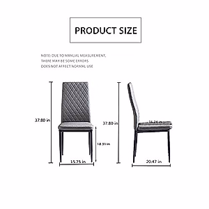 IANIYA Dining Chair Modern Minimalist Fireproof Leather Sprayed Metal Pipe Diamond Grid Pattern Restaurant Home Conference Chair Set of 6 Gray