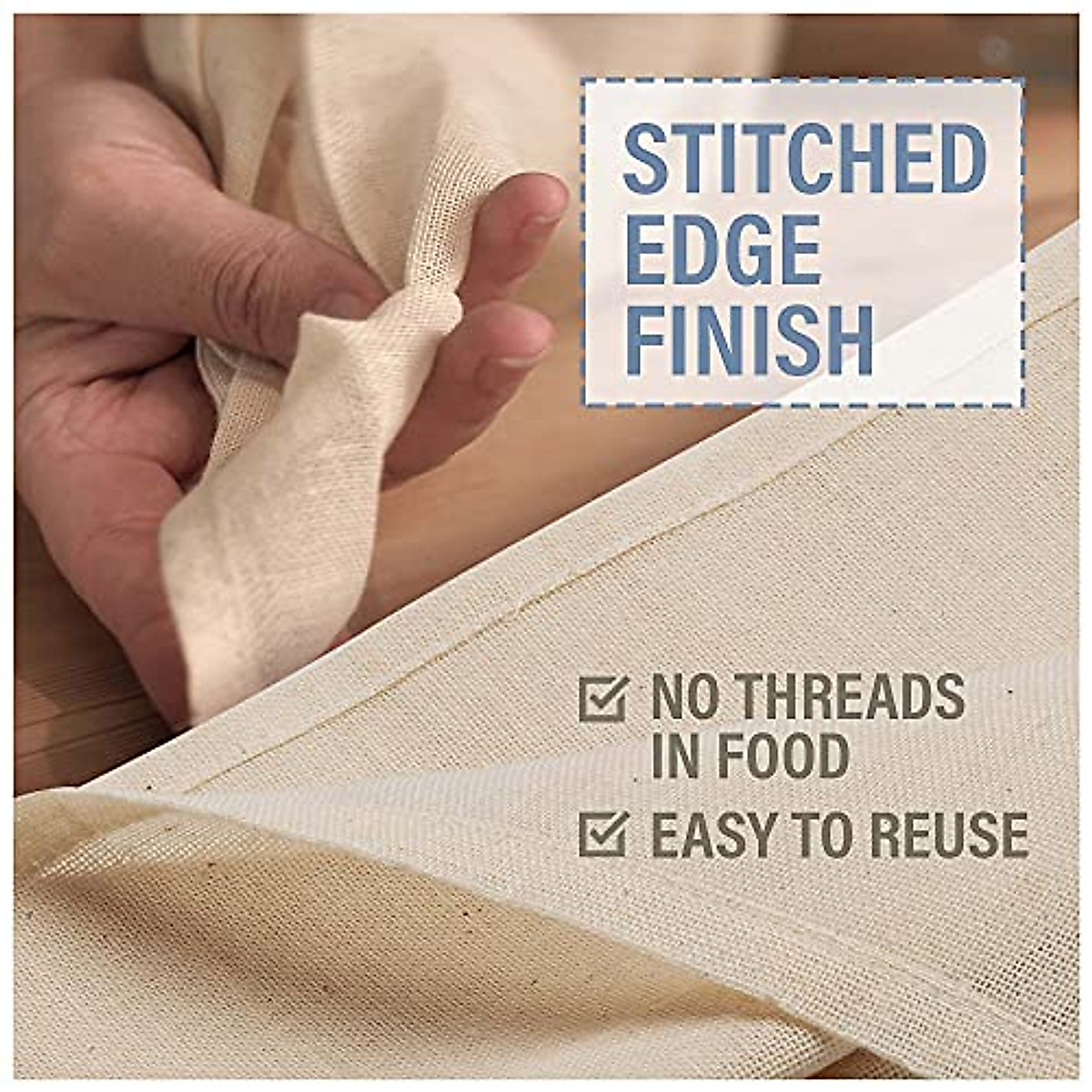 American Cotton Cheesecloth for Straining - 2 Pack Large 23" Precut Cheese Cloth Squares, Hemmed Muslin Fine Reusable Strainer