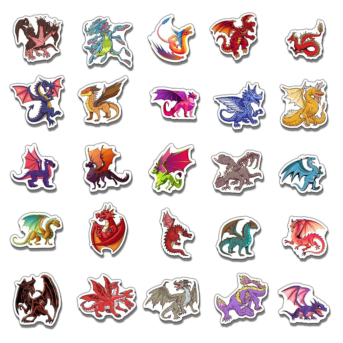 Pack 50 Pcs Cute Animal Dragon Stickers for Water Bottles Waterproof Laptop Luggage Cups Computer Journaling Teens Adults Girls Boys Aesthetic Sticker Packs Small Vinyl Decals