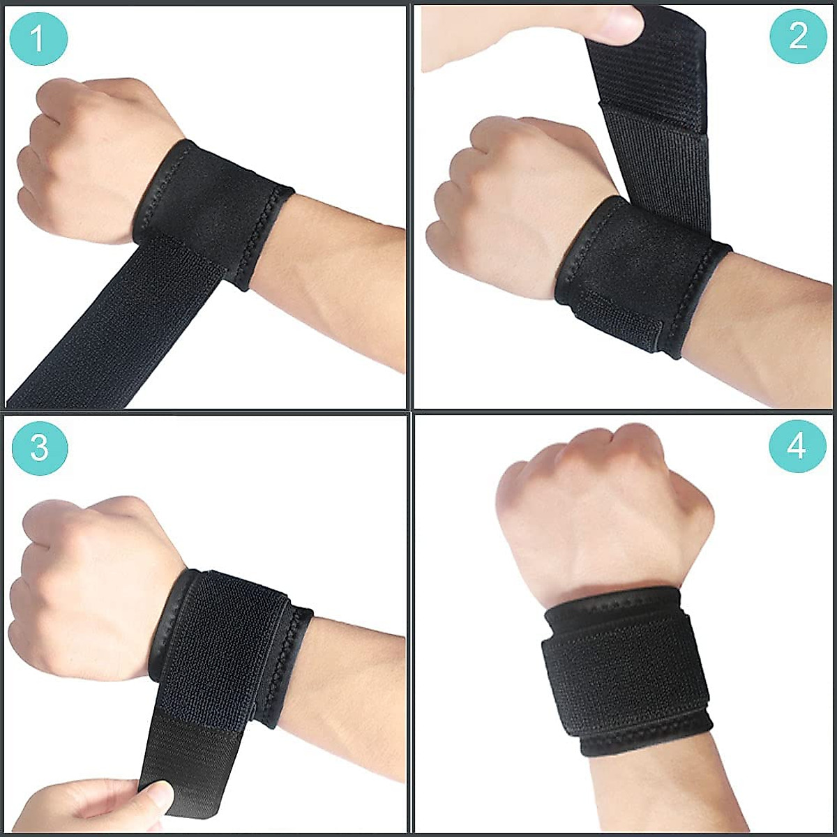 2 Pack Wrist Brace, Wrist Straps for Carpal Tunnel for women and men, Wrist Support Brace for Weightlifting, Working Out and Pain Relief. Flexible, Highly Elastic, Adjustable (A-Black)