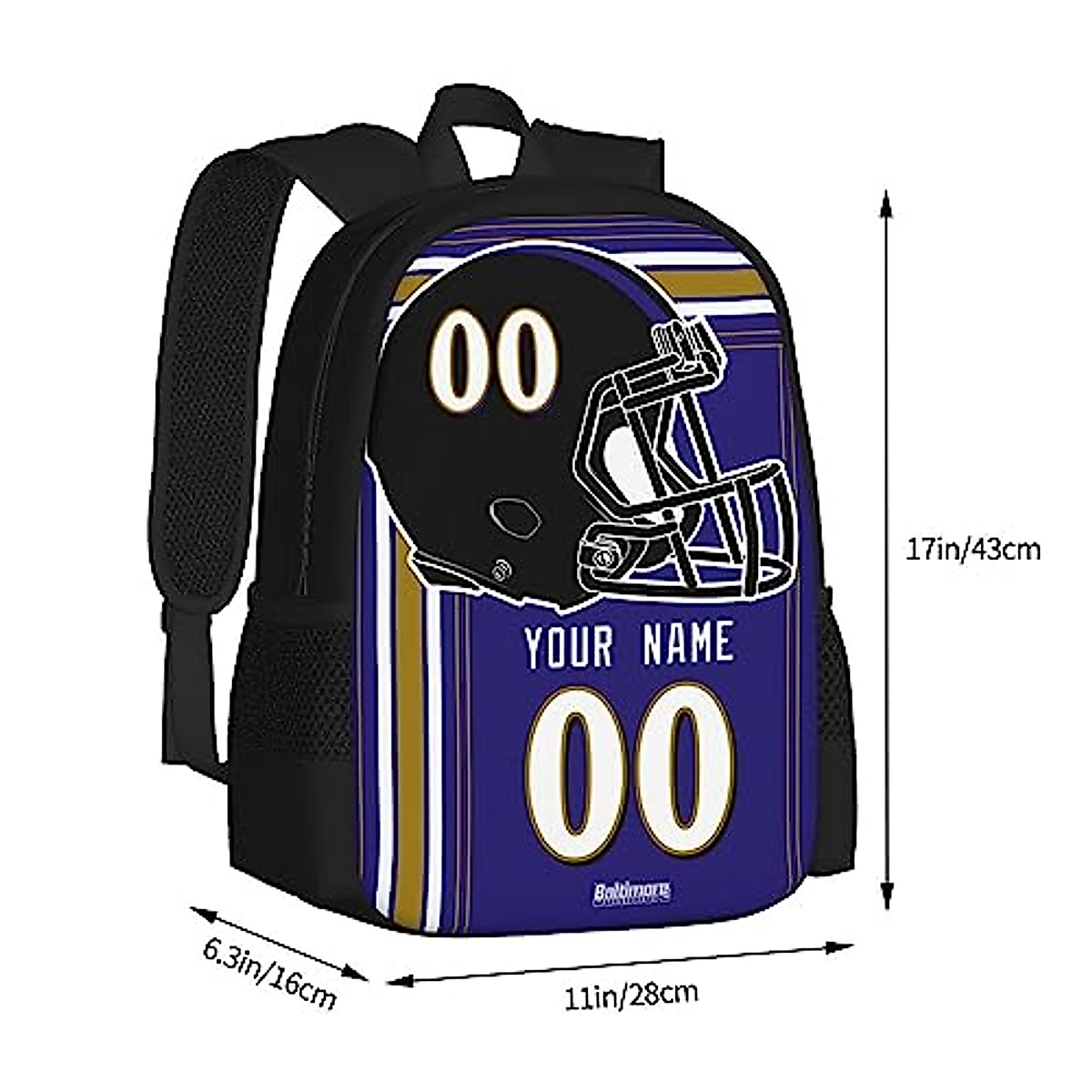 ANTKING Baltimore Backpack Customized High capacity Personalized Any Name and Number Fans Gifts for Kids Men