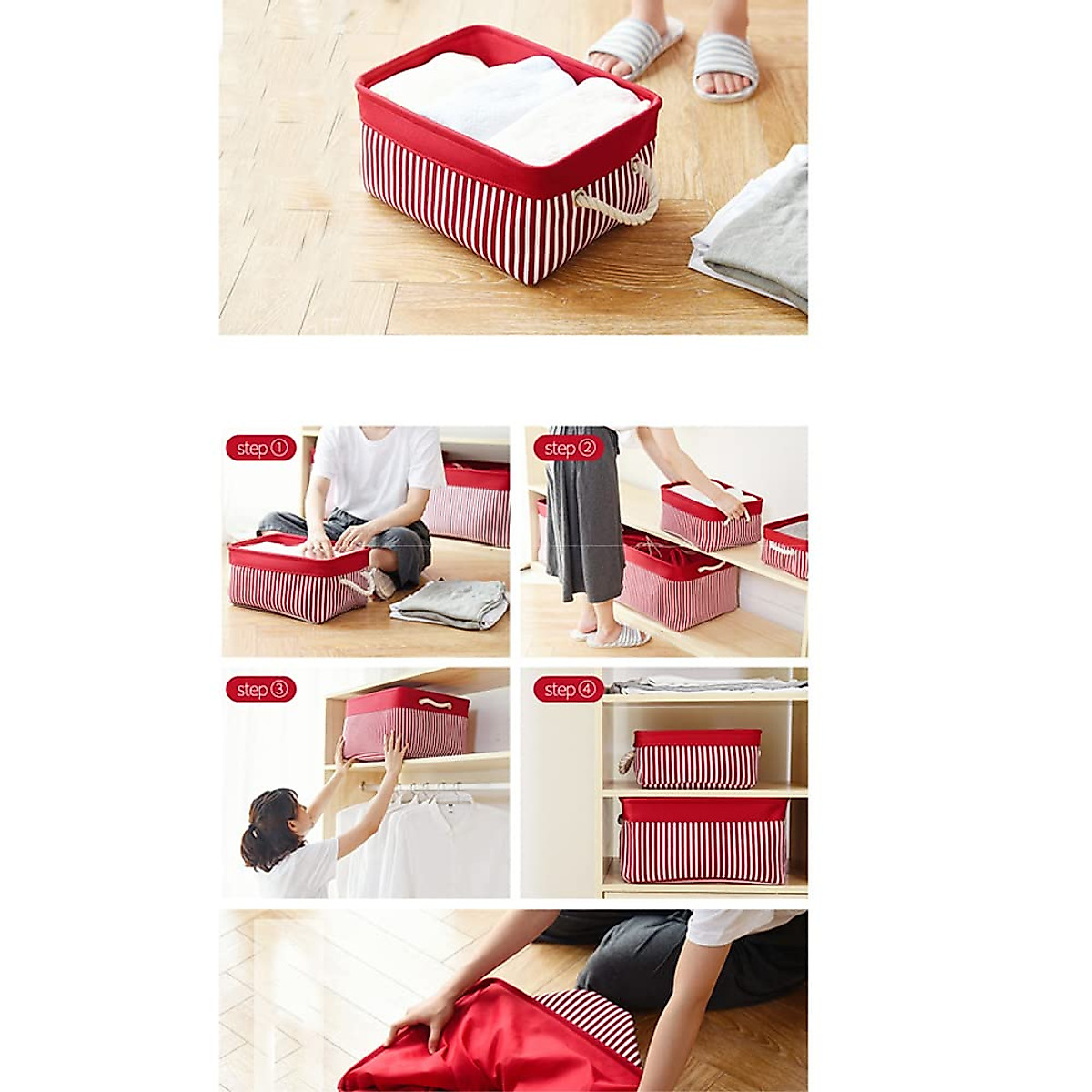 2 Pack Closet Canvas Fabric Storage Basket Storage Bins Organizing Baskets for Shelves, Closets, Laundry, Nursery, Decorative Baskets for Gifts Empty