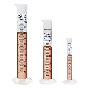 ULAB Scientific Plastic Measuring Cylinder Set, 3 Sizes 10ml 50ml 100ml, PP Material Hexagonal Base, Blue Printed Graduation, UMC1003