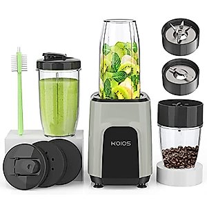 KOIOS 850W Countertop Blenders for Shakes and Smoothies, Protein Drinks, Nuts, Spices，Fruit Vegetables Drinks，Coffee Grinder for Beans,11-Piece Kitchen Blender Set with 6 Super Smooth Blade，Protable Mixer with 2x18.6 Oz and 10 Oz Travel Bottles, 2 Spou
