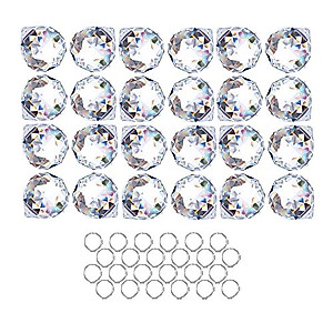 Crystalsuncatcher 24pcs Clear Crystal Ball Prism Suncatcher Rainbow Pendants Maker, Hanging Crystals Prisms for Windows,20mm
