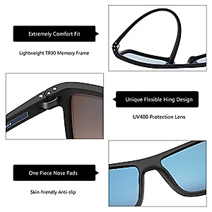 ZENOTTIC Polarized Sunglasses for Men Lightweight TR90 Frame UV400 Protection Square Sun Glasses