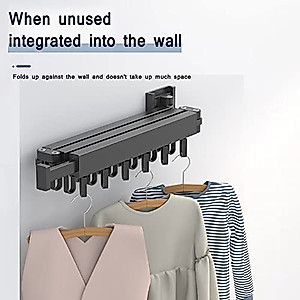 AZHZOLSK Clothes Drying Rack Laundry Space Saver Wall Mounted Retractable & Collapsible(Tri-Fold) Clothes Hanging 18 Windproof Hooks White Color Rack