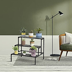 3-Tier Metal Plant Stand Indoor - Tiered Outdoor Plant Holder for Flower Pot Display, Garden Ladder Shelf Flower Step Mofesun (Straight)