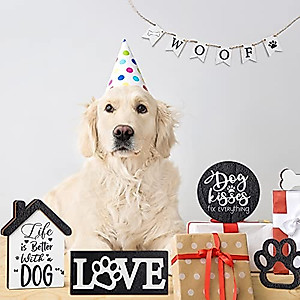 12 Pcs Tiered Tray Decor Set Wooden Dog Cat Christmas Tray Decor Rustic Farmhouse Paw Bone Farm Decoration Mini Wood Signs for Kitchen Home Table Housewarming Xmas Gift (Stylish Style)