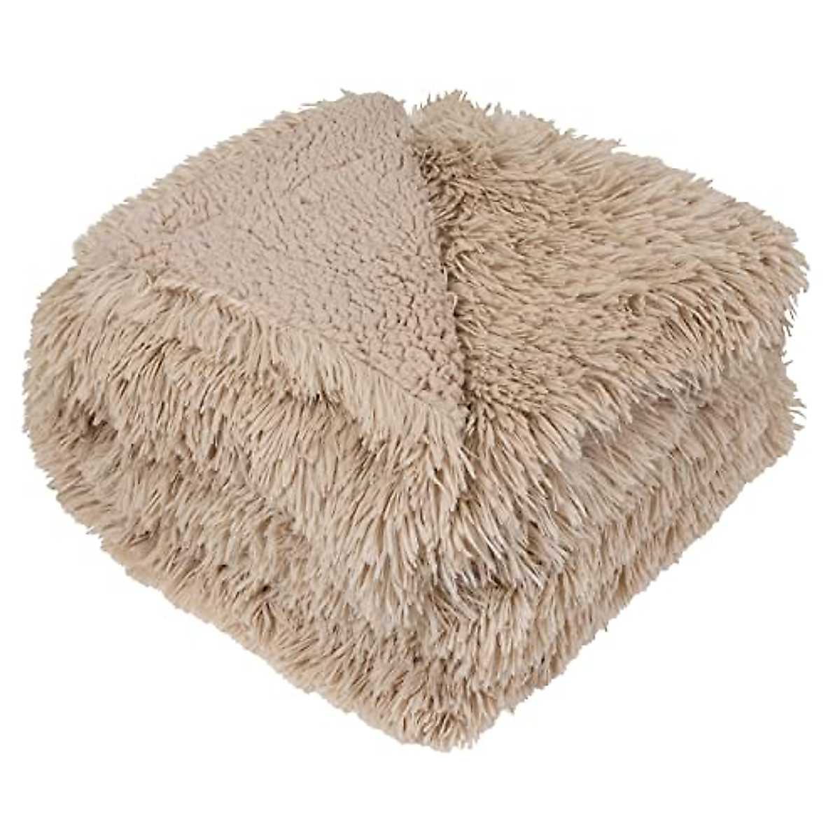 PAVILIA Soft Fluffy Faux Fur Throw Blanket, Taupe Tan Camel, Shaggy Furry Warm Sherpa Blanket Fleece Throw for Bed, Sofa, Couch, Decorative Fuzzy Plush Comfy Thick Throw Blanket, 50x60 Inches