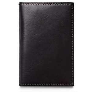 Bosca Men's Leather Card Holder Wallet – Italian Full Grain Vegetable Tanned Credit Card Case – 6 Card Slots, 2 Receipt Wells – Classic Glossy Finish – Gift-Ready Packaging - Black