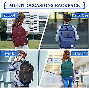 RAVUO School Backpack, Classic Lightweight Bookbag for Men Water Resistant Women Daypack Bag with Multi Pockets for High School,College,Travel,Work Black