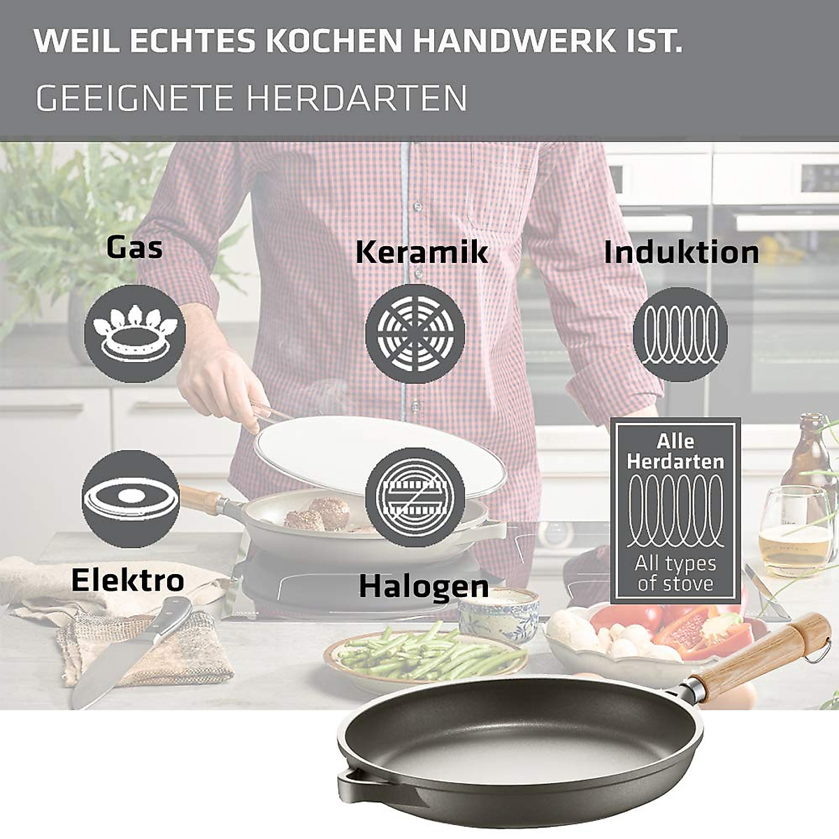 Berndes 0 Frying Pan Aluminium Black, Aluminium Wood, Black, 28 cm