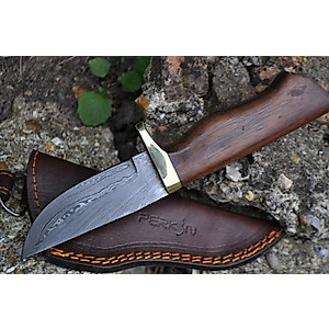 Perkin Knives- Custom Handmade Damascus Hunting Knife - Beautiful Camping Knife