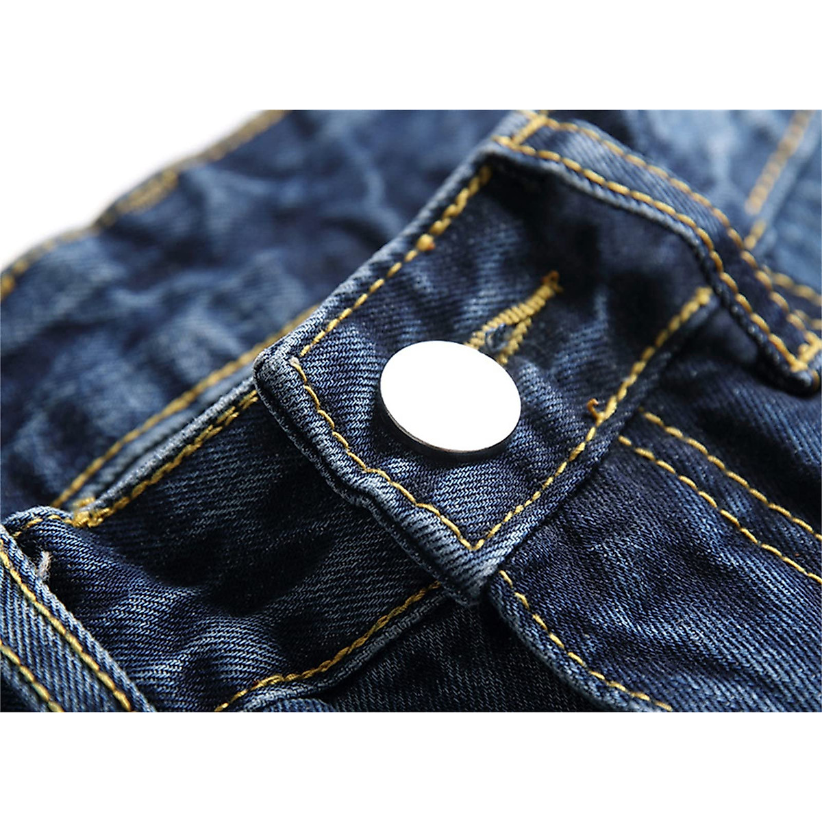 Men's Lightweight Hip Hop Jeans Ripped Straight Leg Washed Denim Jeans Vintage Stretch Distressed Jean Pants (Dark Blue,30)