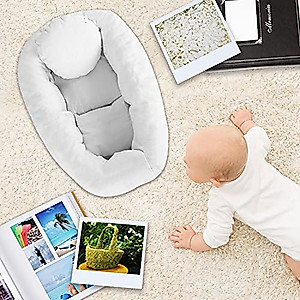 Newborn Photography Props, SPOKKI 5PCS Baby Photoshoot Set with Photo Donut, Pillow and Infant Long Ripple Wrap Props for Boy Girl Princess Twins Birthday Party (A)