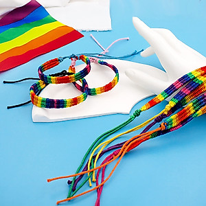 Nanafast Rainbow LGBT Pride Bracelet Handmade Braided Friendship String Bracelet for Gay & Lesbian LGBTQ Wristband Adjustable Size Multicolors Pack of 8 Pcs