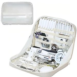 AuraGlor Pencil Case Clear Large Capacity 11 Compartments Big Pencil Pouch Pen Bag Box Holder Organizer Simple Storage Aesthetic Stationery Cosmetic for Adults Men Women Office Essentials (Grey)