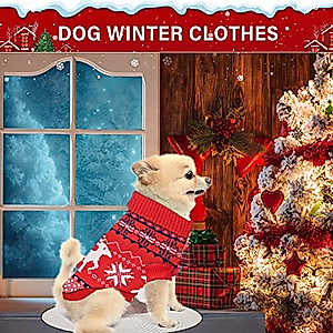 Cnarery Christmas Dog Sweaters, Elk Reindeer Deer Pattern Warm Pet Sweater, Cute Deer Knitted Classic Dog Sweater for Autumn and Winter Cold Weather Puppy Clothes(Red)