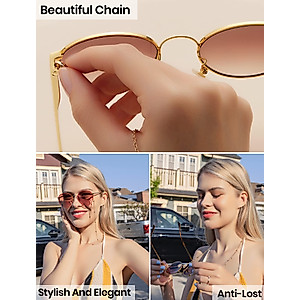 Veda Tinda Vision Vintage Small Round Polarized Sunglasses Classic Retro Circle Black Sun Glasses For Women Men UV400 Protection With Sunglasses Chain C14S11