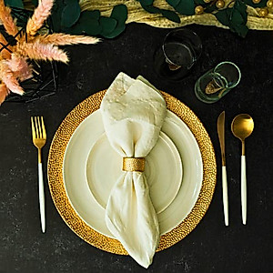 Rickion Charger Plates and Napkin Rings, Set of 6, Gold Chargers for Dinner Plates – Unique, Elegant, Bubble Plate Chargers & Matching Napkin Rings – Thick, Reusable PP Plastic