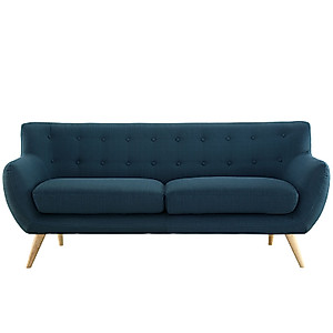 Modway Remark Mid-Century Modern Sofa With Upholstered Fabric In Azure
