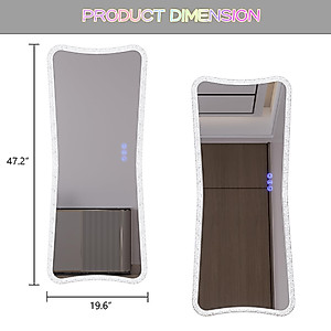 Lvifur RGB LED Full Length Mirror 48”x20”, Wall Mounted Hanging Mirror 7 Dynamic & 7 Static Modes Dimmable, Full Body Lighted Mirror for Bedroom, Cloak Room