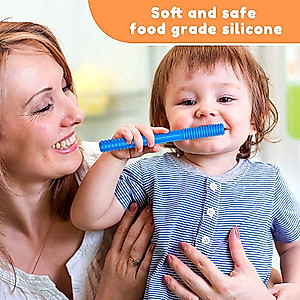 SLGOL Hollow Teether Tube(6.8'' Long), 5 Pack Chew Straw Teething Toys for Infant Toddlers Silicone Tubes Teething Sticks for Babies 3-12 Months, BPA Free